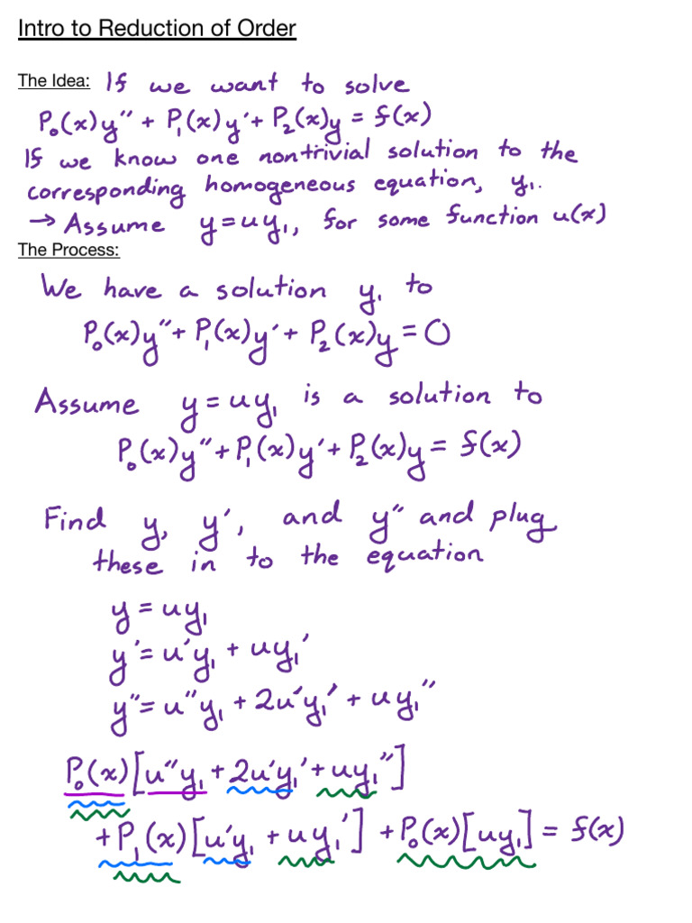 DiffEQ Section 5.6, Part 1 - Intro To Reduction of Order | PDF