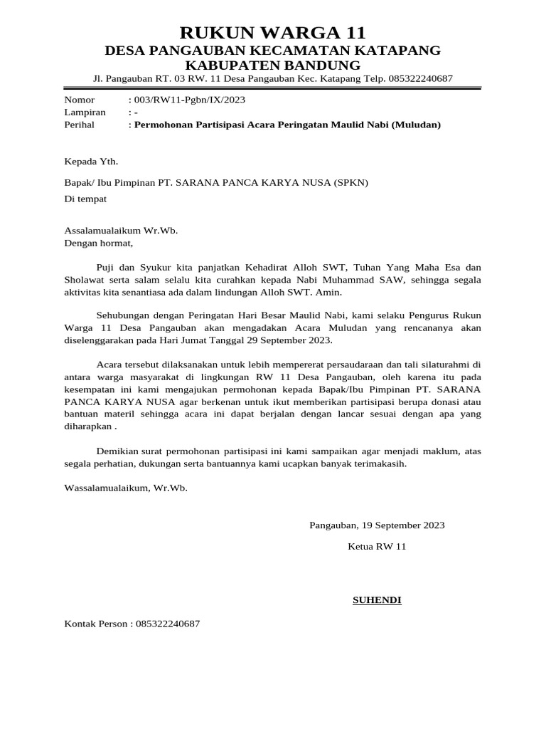 Rukun Warga 11 2023 | PDF