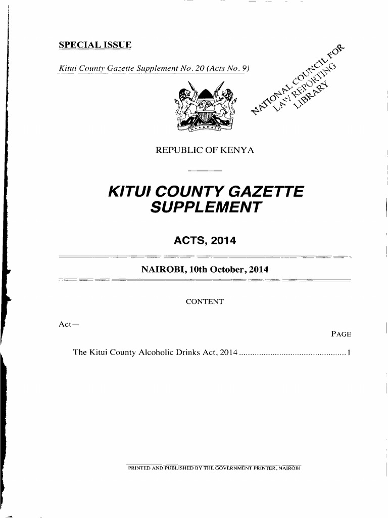 Kitui Gazette Supplement: County | PDF