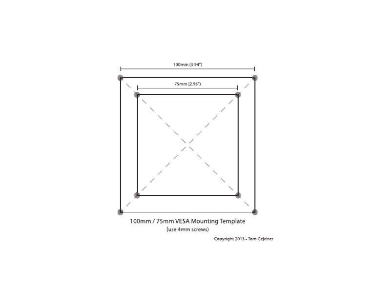VESA 100mm 75mm Template Actual Size | PDF