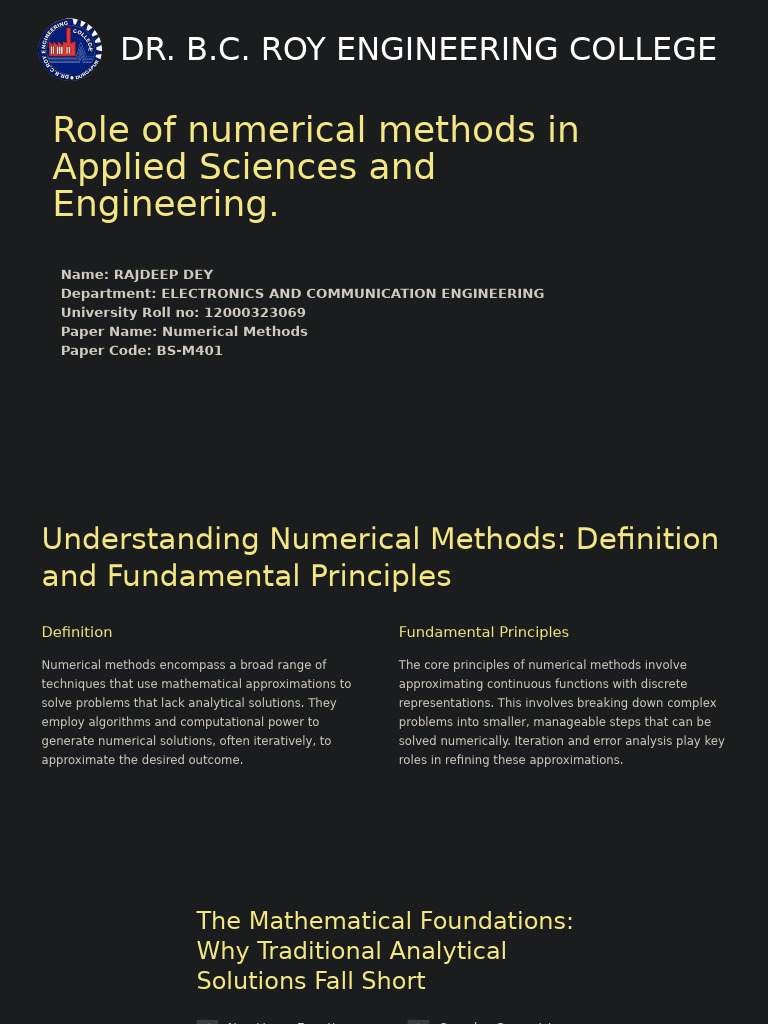 Numerical Methods Bridging Mathematical Theory and Real World Problem Solving | PDF | Numerical ...