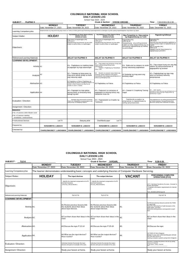 Daily Lesson Log q2 w4 | PDF | Educational Technology | Personal Computers