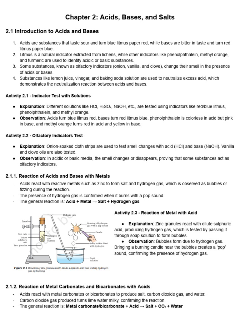 Acids, Bases, and Salts Overview | PDF | Acid | Ph