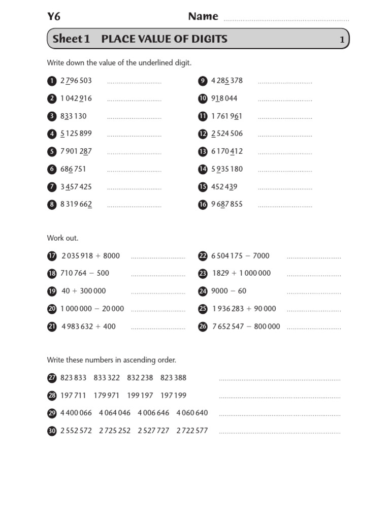Year 6 Maths Homework Sheets | PDF | Mathematics | Arithmetic