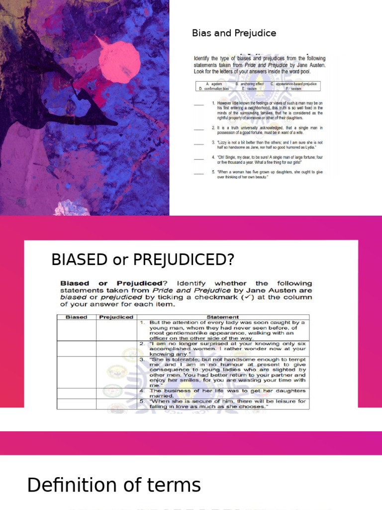 Understanding Bias and Prejudice | PDF