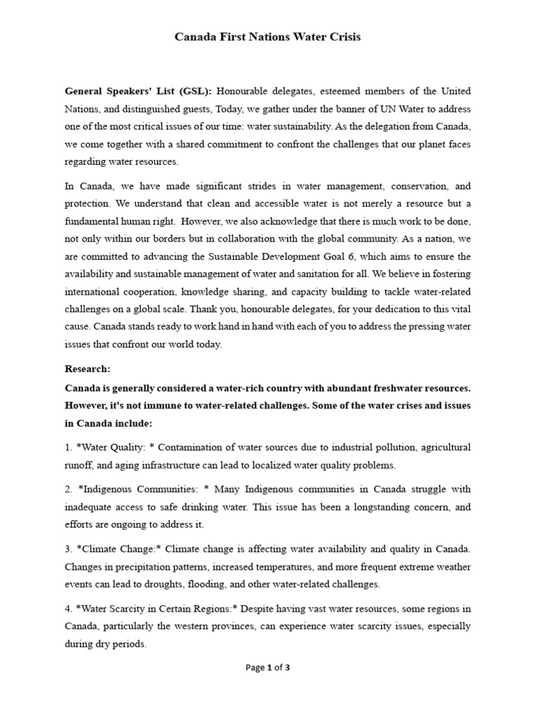 Canada First Nations Water Crisis | PDF | Water Scarcity | Water Resources