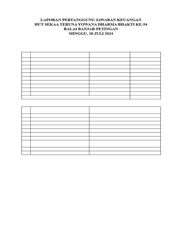 Laporan Pertanggung Jawaban Hut ST Ydb | PDF