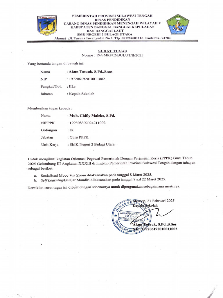 Surat Tugas Mooc | PDF