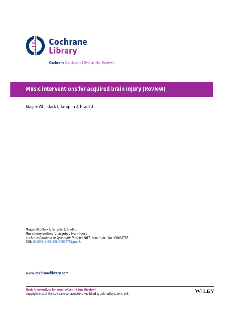 Music Interventions For Acquired Brain Injury (Review) PDF | PDF ...