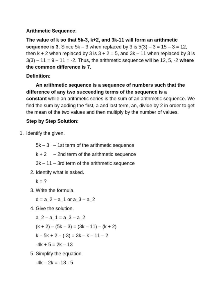 Arithmetic Sequence | PDF