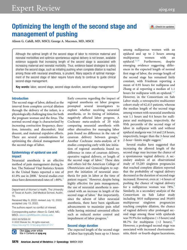 Optimizing Second Stage of Labor Management | PDF | Childbirth ...