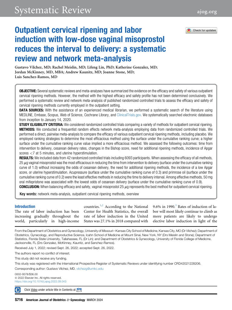Outpatient Cervical Ripening and Labor Induction W | PDF | Meta ...