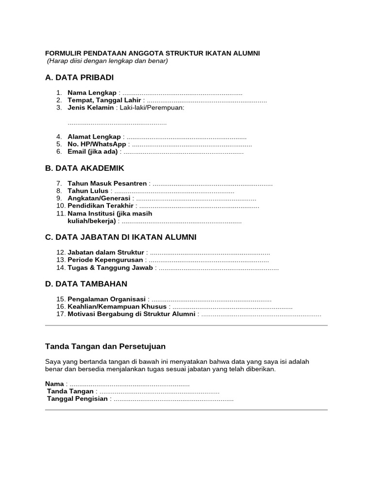 Format Untuk SK Struktur Ikatan Alumni | PDF