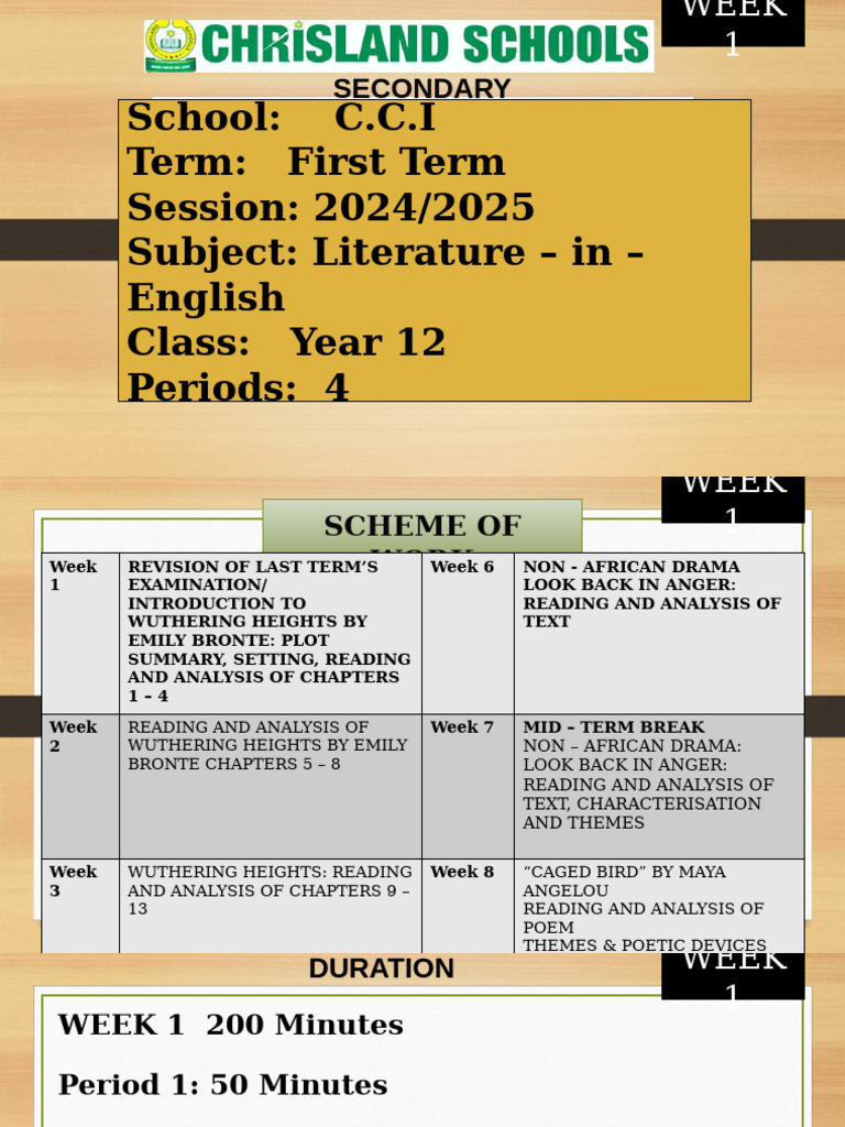 YEAR 12 FIRST TERM MM TEMPLATE SECONDARY LITERATURE - IN ENGLISH ...