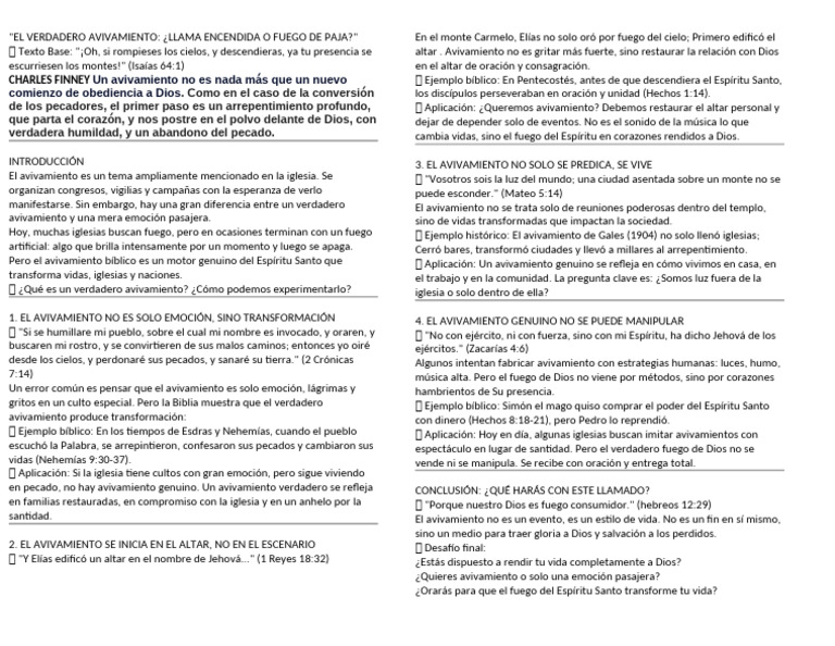 Verdadero Avivamiento: Transformación Real | PDF | Renacimiento ...