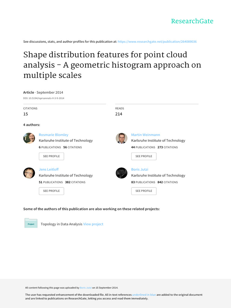 Blomley - Shape Distribution Features For Point Cloud Analysis - A Geometric Histogram Approach ...