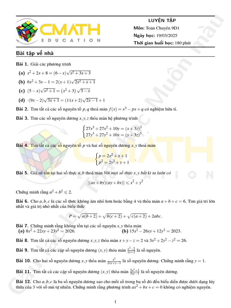 (L9D124) 2025 03 19 BTVN | PDF