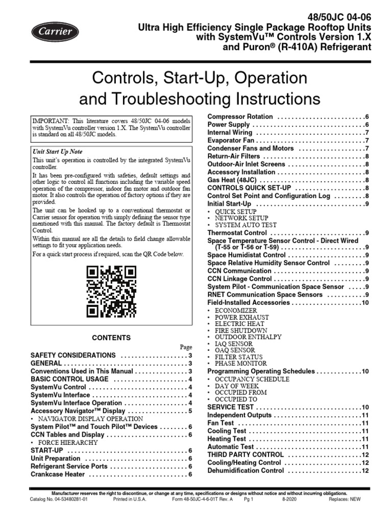 Controls, Start-Up, Operation and Troubleshooting Instructions | PDF ...