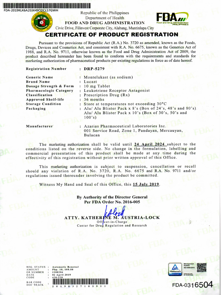 Montelukast Lucazt CPR 2024 04 | PDF