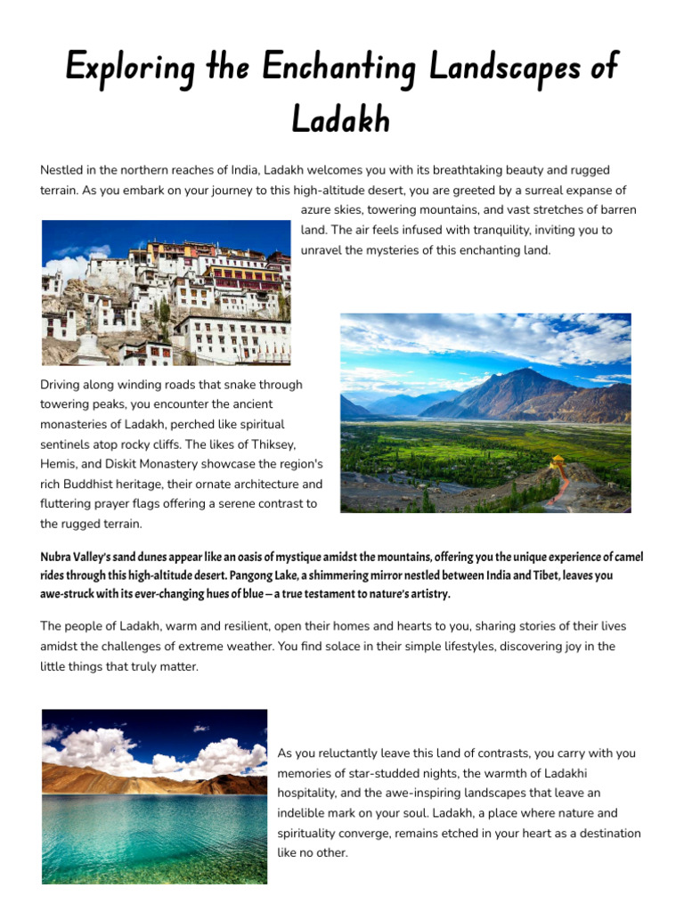 Exploring The Enchanting Landscapes of Ladakh | PDF
