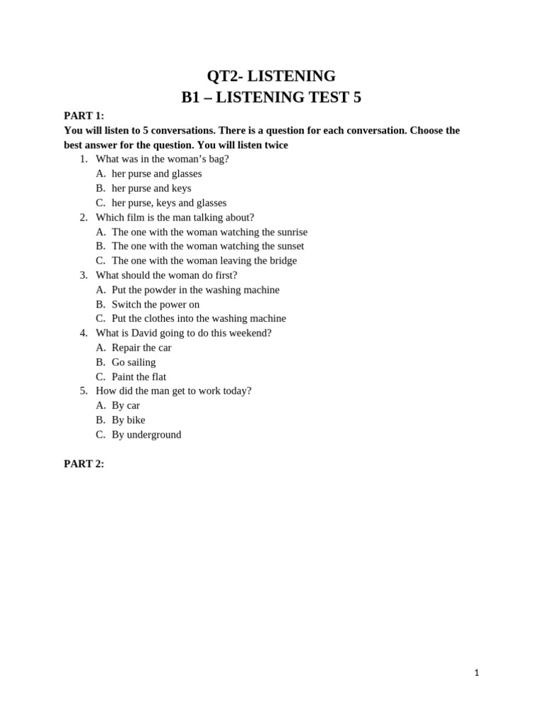 Listening Practice - 4 Tests | PDF