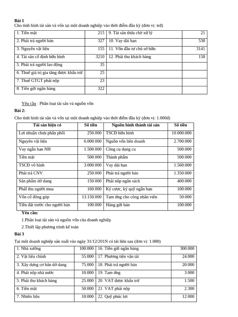 Btap Chieu 1-3-NLKT | PDF