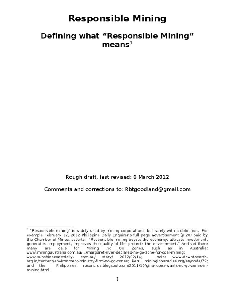 Responsible Mining March4'12 | PDF | Corporate Social Responsibility ...