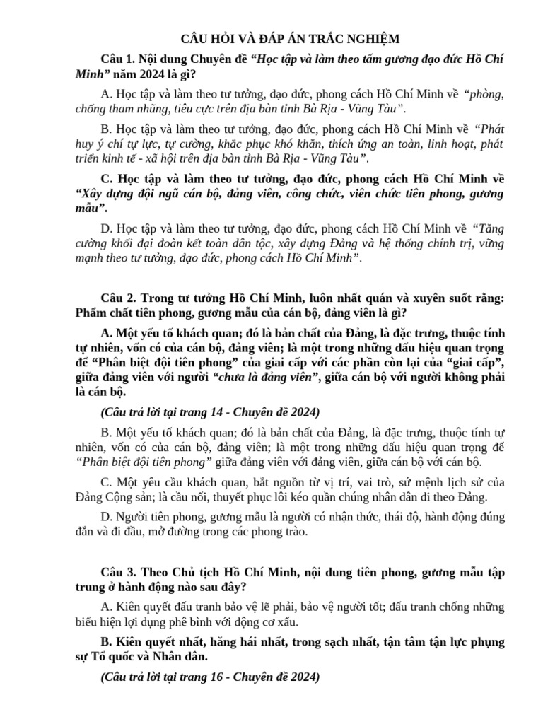 361 A. Bo Cau Hoi Trac Nghiem | PDF