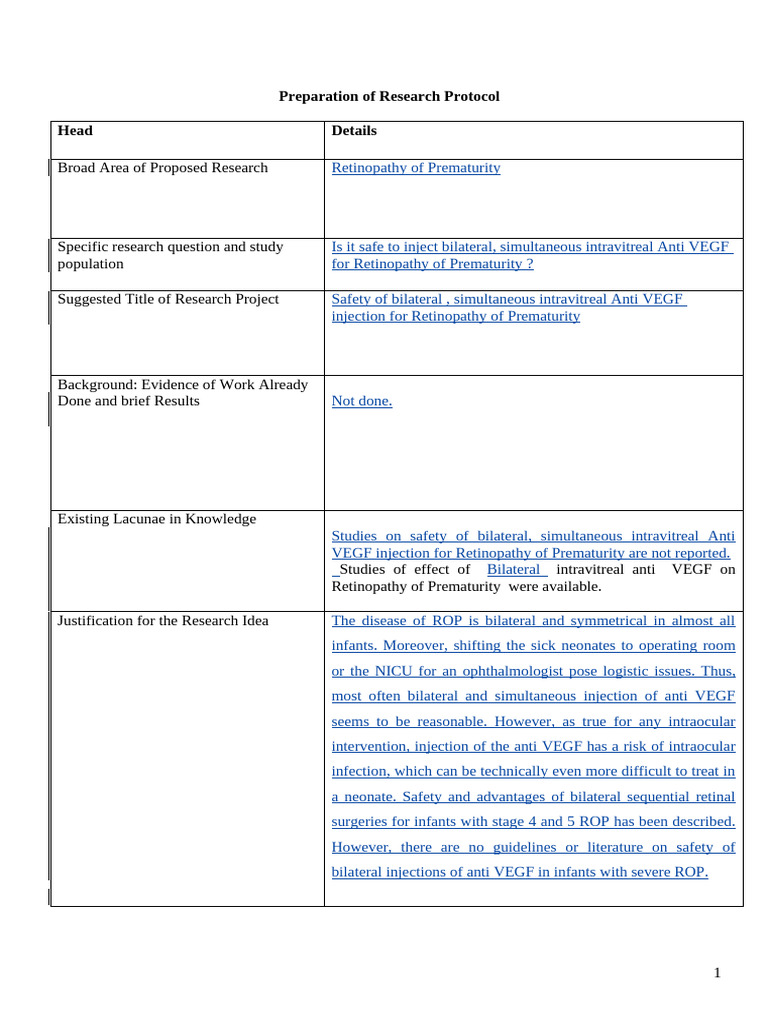 Format For Research Protocol | PDF | Medical Specialties | Clinical Medicine