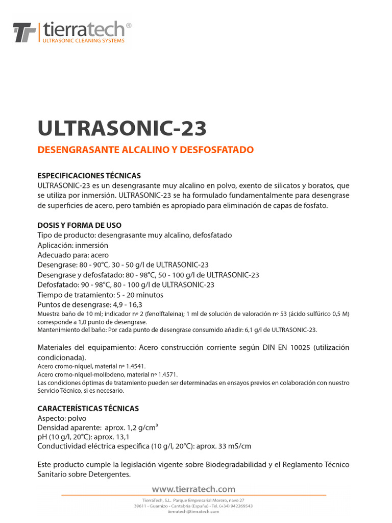 Ficha Tecnica ULTRASONIC 23 Espanol | PDF