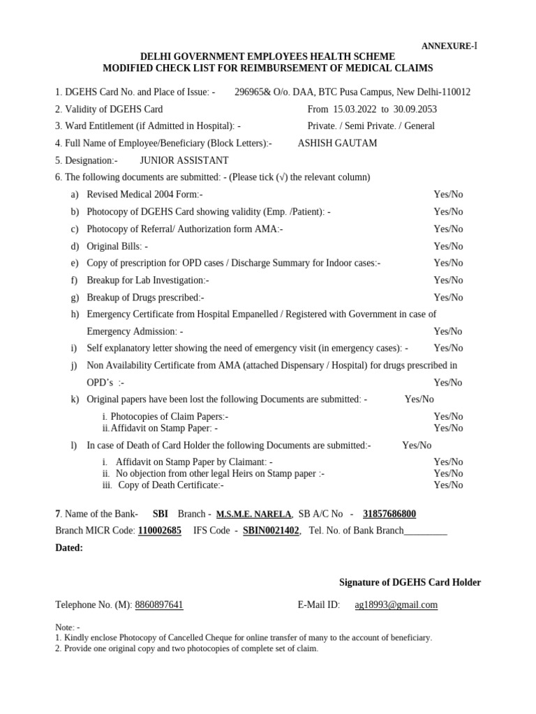 Medical Annexure Form I - II-2022 | PDF | Health Care