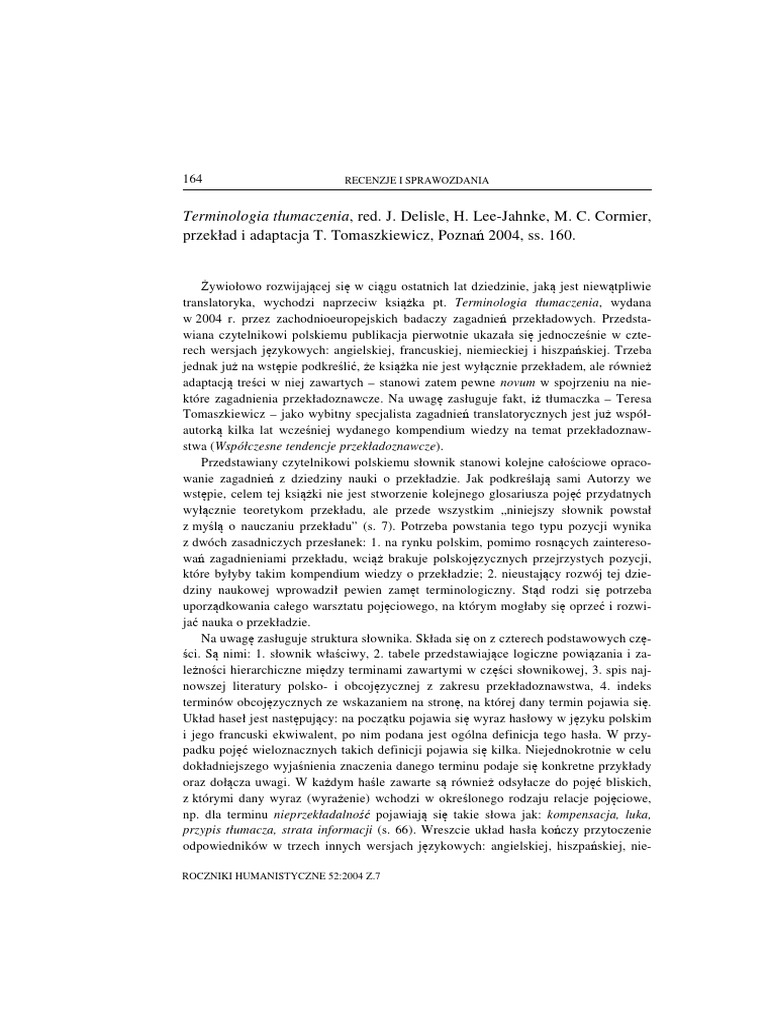 Terminologia Tłumaczenia Red J Deli | PDF