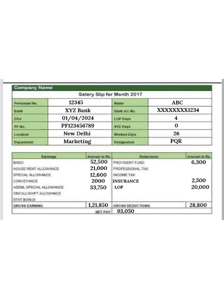 HRM Salary Slip Assignment | PDF