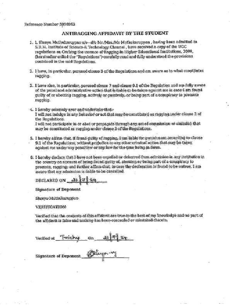Anti ragging affidavit_compressed | PDF