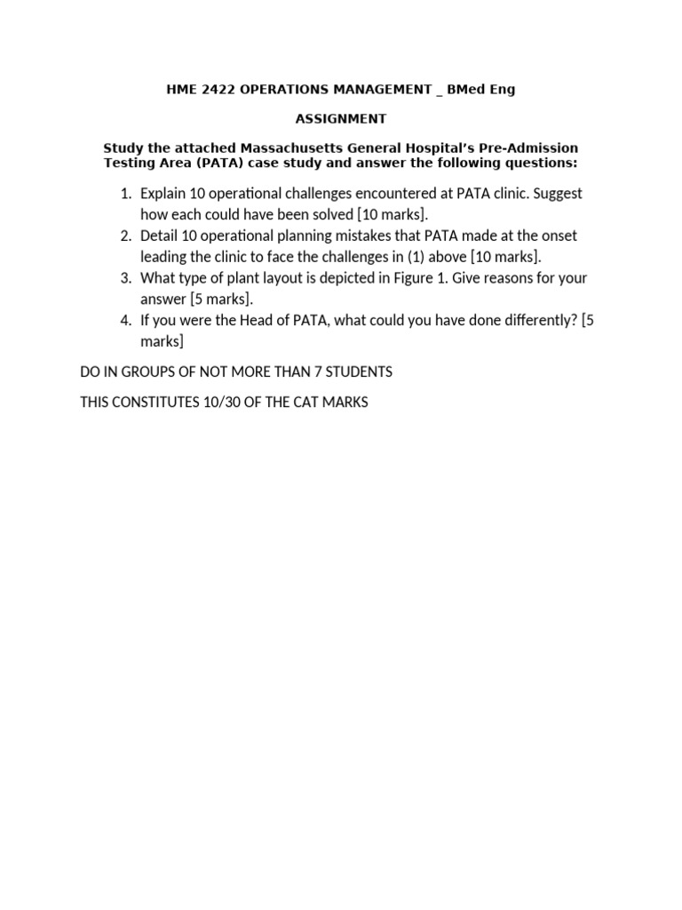 Operations Management Case Study Cat - Pata | PDF