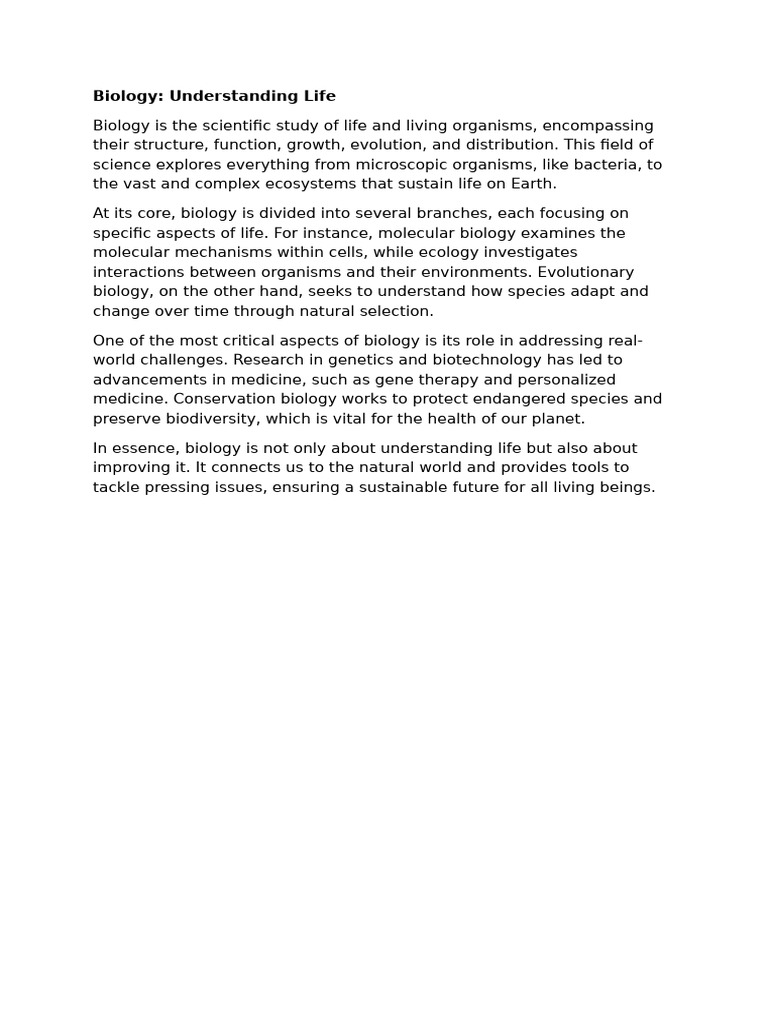 Biology: Exploring Life and Ecosystems | PDF
