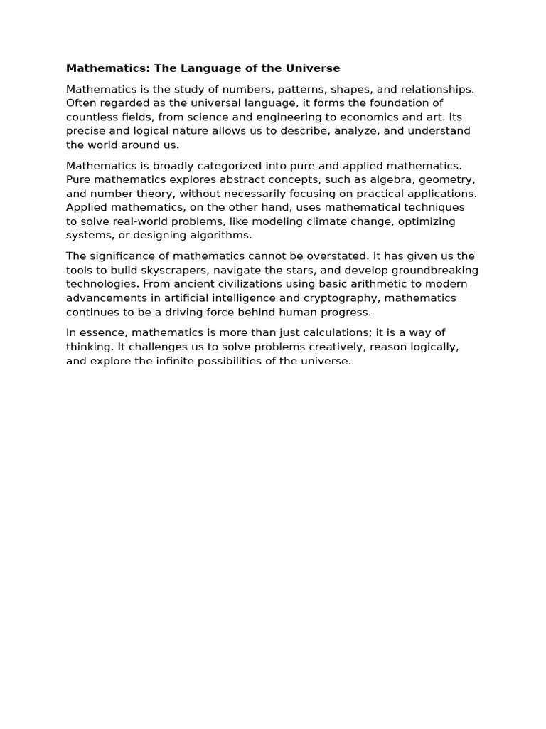 Mathematics The Language of The Universe | PDF