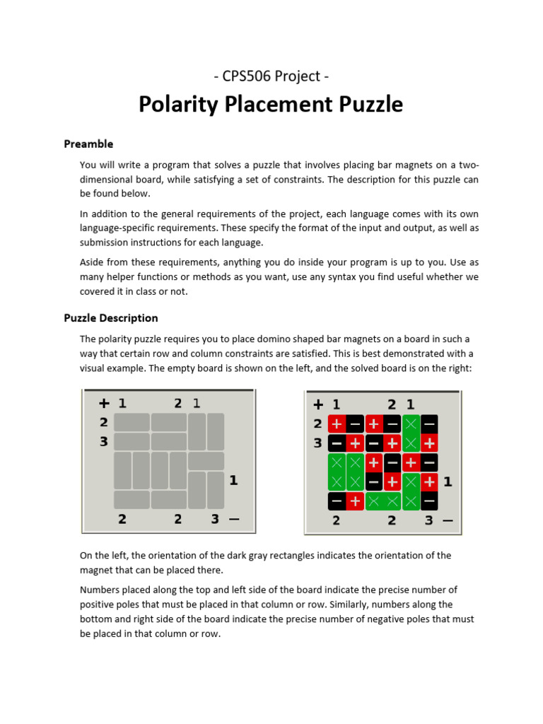 cps506 Polarity Puzzle w2025 | PDF | Parameter (Computer Programming) | Computing