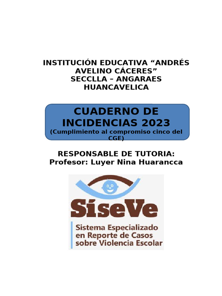 Cuaderno de Incidencias | PDF