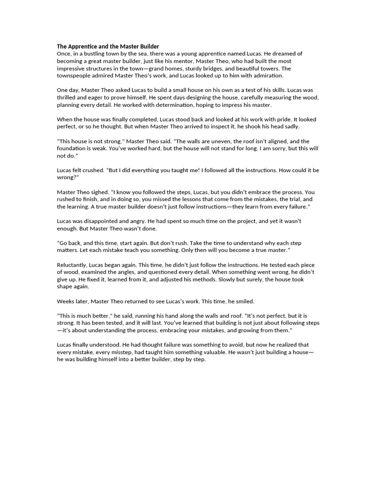 The Apprentice and The Master Builder | PDF