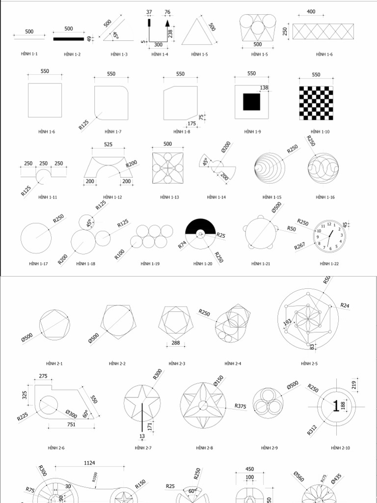 bai tap luyen ve autocad 2d | PDF