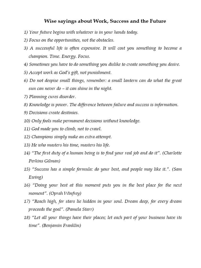 Inspirational Quotes on Work and Success | PDF