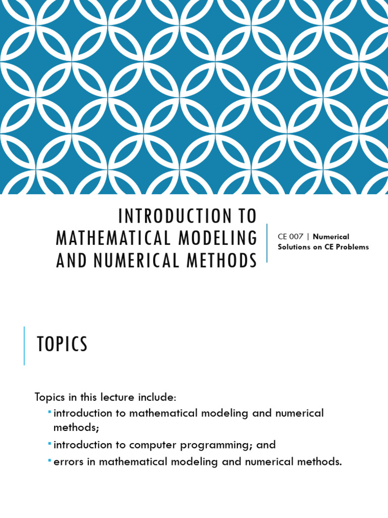 1 Introduction To Mathematical Modeling and Numerical Methods | PDF | Mathematical Model ...