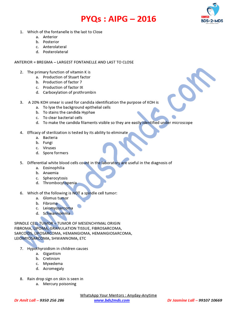 AIPG 2016 Oral Medicine Questions | PDF | Dentures | Dentistry Branches