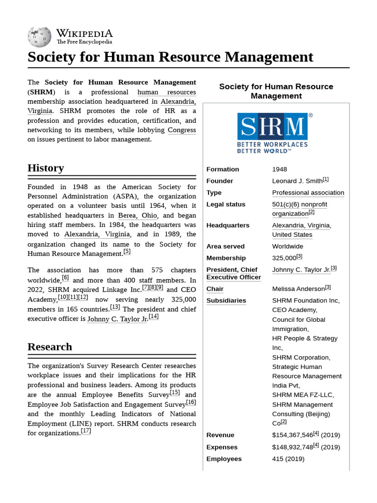 Society For Human Resource Management | PDF | Employment | Human Resource Management