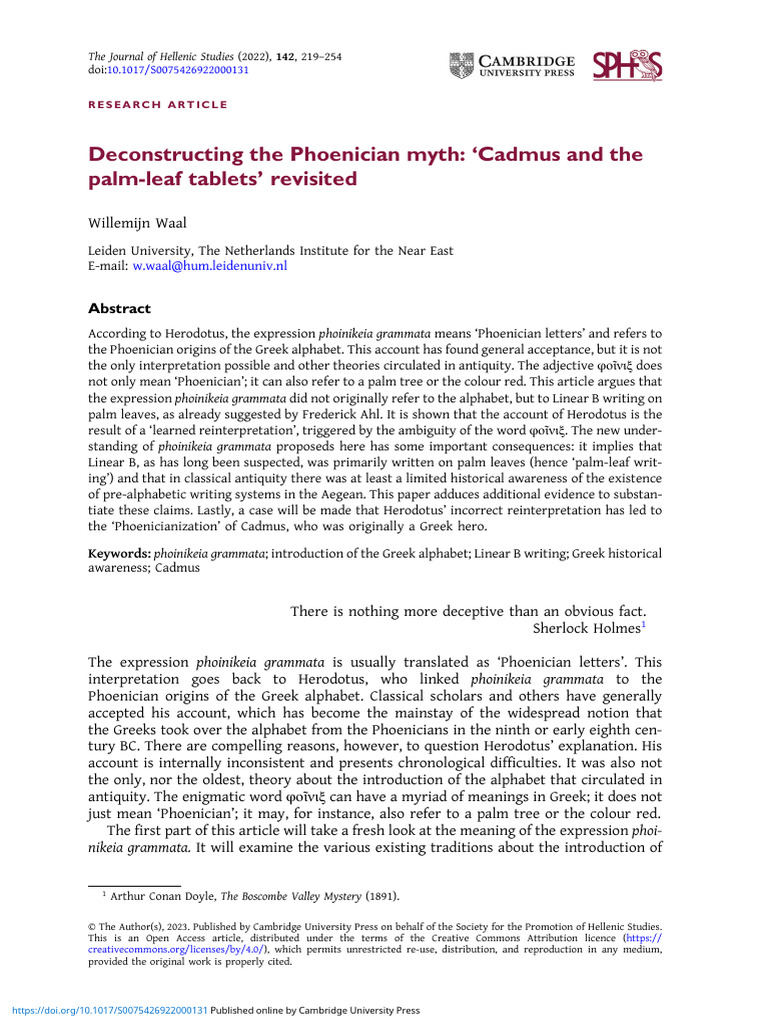 Deconstructing The Phoenician Myth Cadmus and The Palmleaf Tablets ...