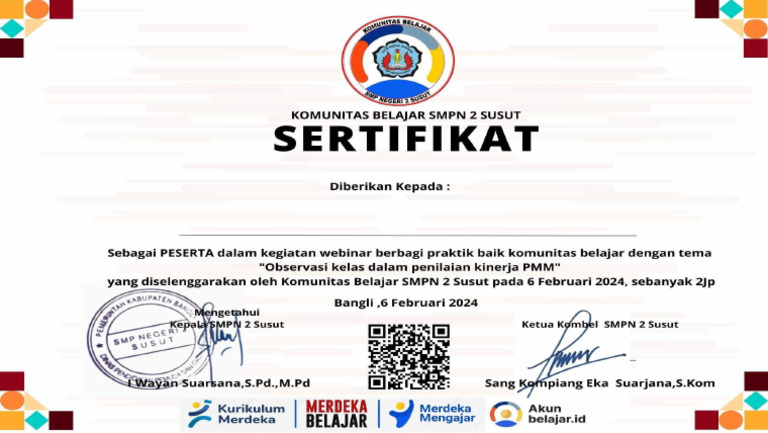 Sertifikat Tobi 2 | PDF