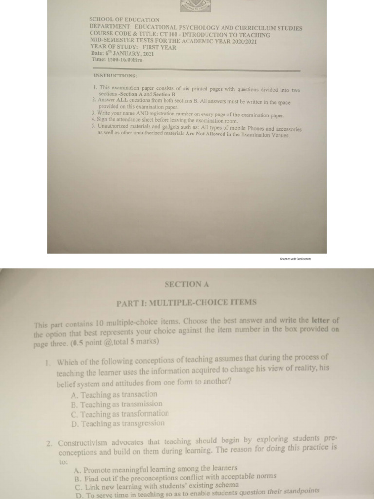 CT 100 Paper 2021 | PDF