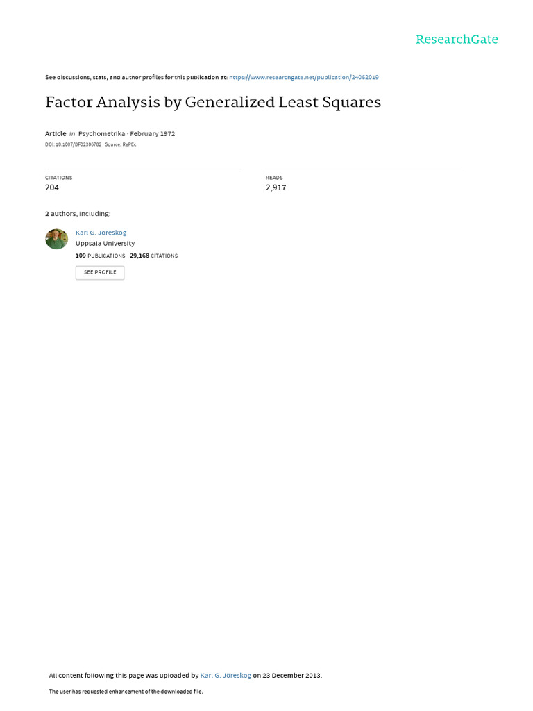Joreskog 1972 | PDF | Factor Analysis | Matrix (Mathematics)