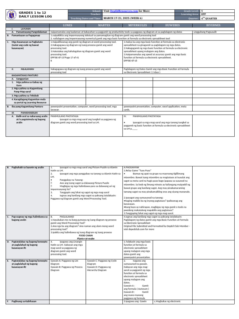 DLL - Epp 5 - Q4 - W6 | PDF